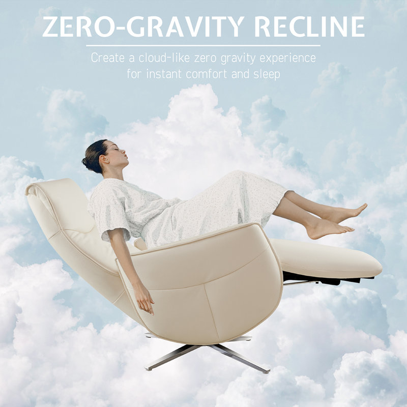 Brayden Studio® Leather Power Recliner Chair, Zero Gravity , 270° Swivel Reclining Couch ...